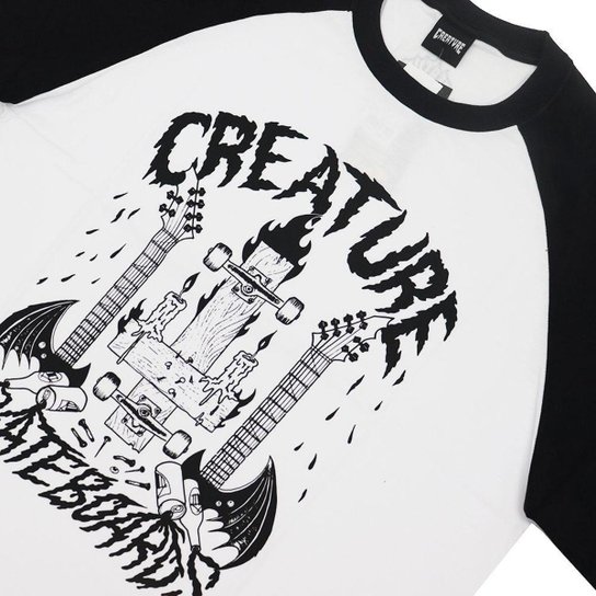 Camiseta Creature Especial Listen To Raglan - Branco - Branco | Netshoes