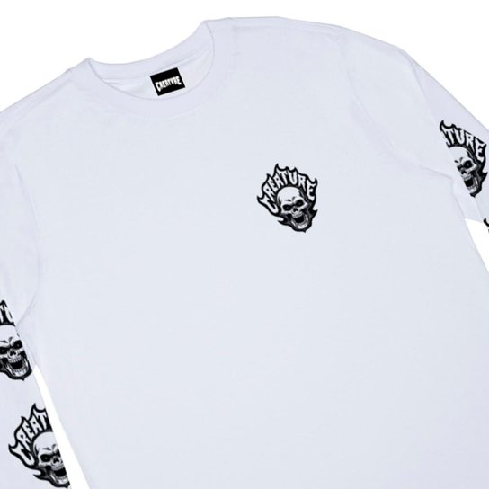 Camiseta Creature M/L Bonehead Flame Branco - Branco | Netshoes
