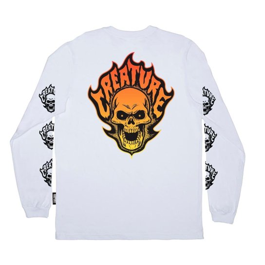 Camiseta Creature M/L Bonehead Flame Branco - Branco | Netshoes
