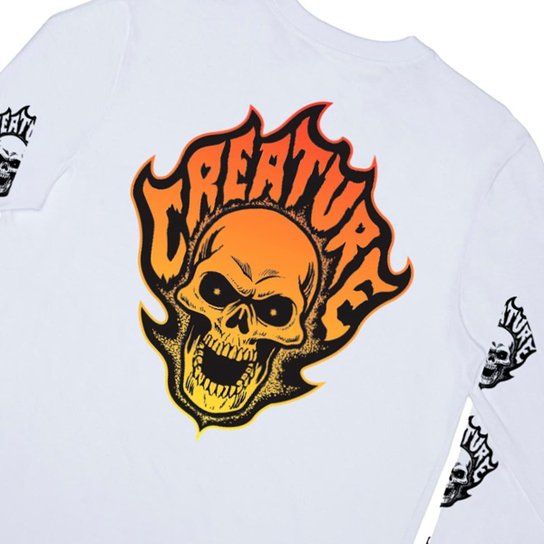 Camiseta Creature M/L Bonehead Flame Branco - Branco | Netshoes