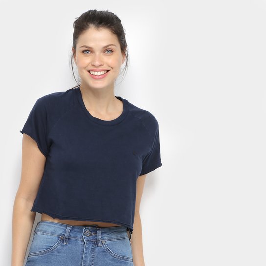 Camiseta Cropped Volcom Solid Stone Feminina - Marinho | Netshoes