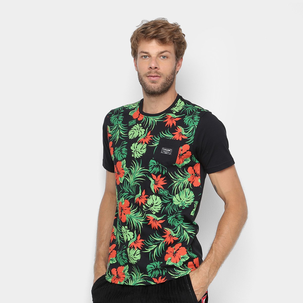 Camiseta Cyclone Dif Flowers Masculina - Preto | Netshoes