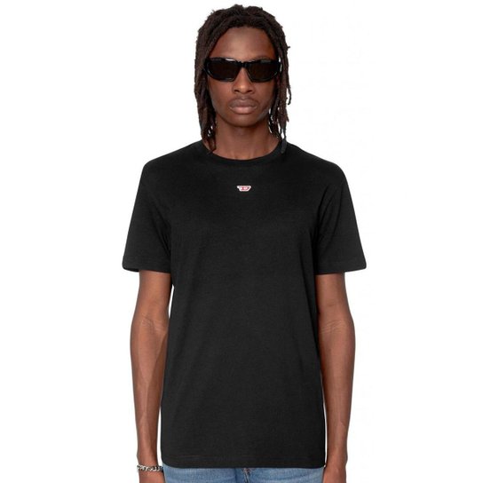 Camiseta Diesel Masculina T-Diegor-D Embroidered Centre Logo Preta - Preto | Netshoes