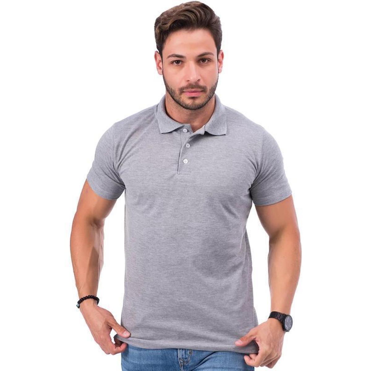 Camiseta Elegante Camisa Gola Polo Básica Lisa Masculina - Cinza | Netshoes