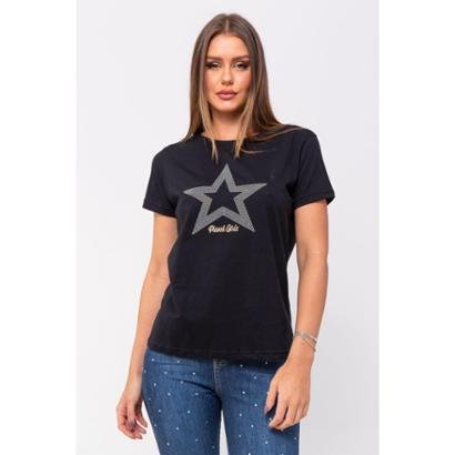 Camiseta Estrela Planet Girls Branco - Preto | Netshoes
