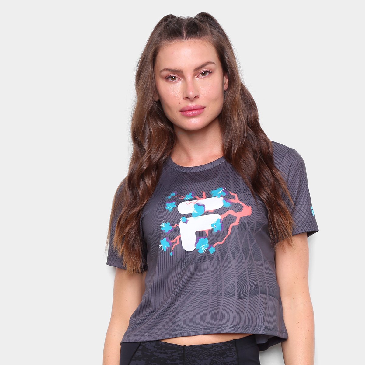 Camiseta Fila Flower Feminina - Preto | Netshoes