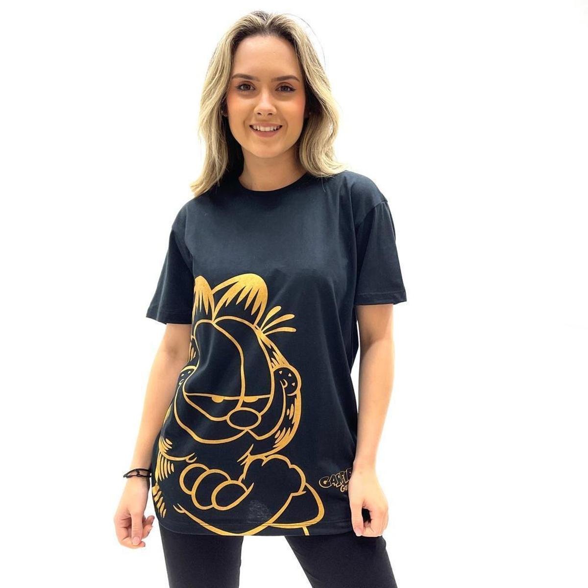 CAMISETA GANGSTER OVERSIZED GARFIELD MANGA CURTA FEMININA - Preto ...