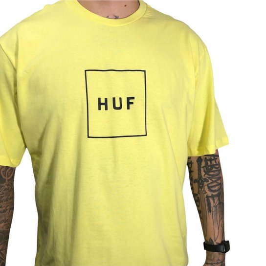 CAMISETA HUF SILK MC ESSENTIALS BOX LOGO - Amarelo | Netshoes