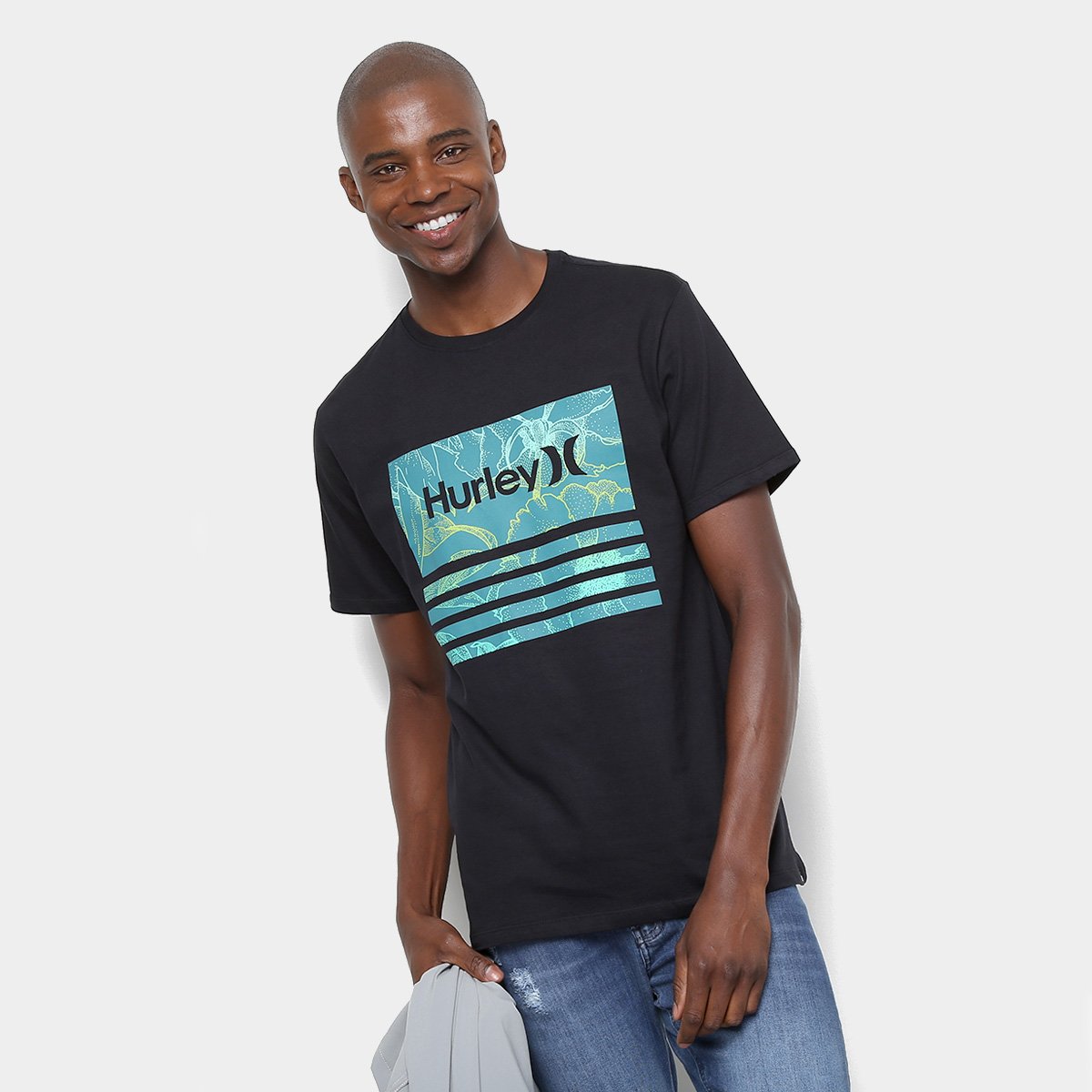 Camiseta Hurley Silk Bordeline Masculina - Preto | Netshoes