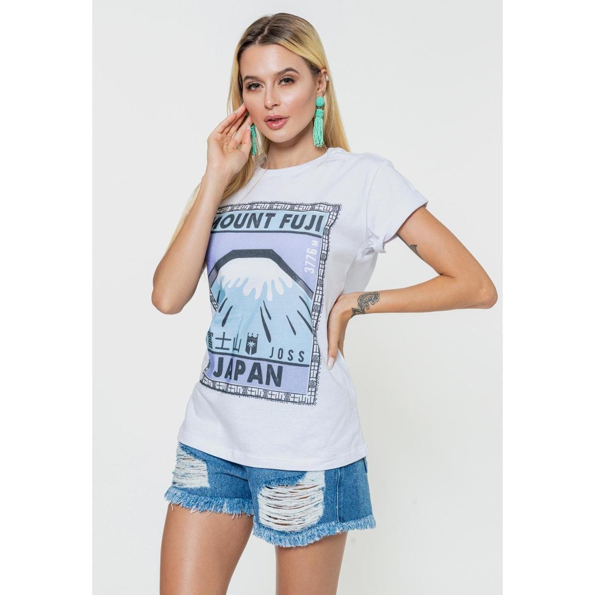 Camiseta Joss Basica Monte Fuji DTG Feminina - Branco | Netshoes