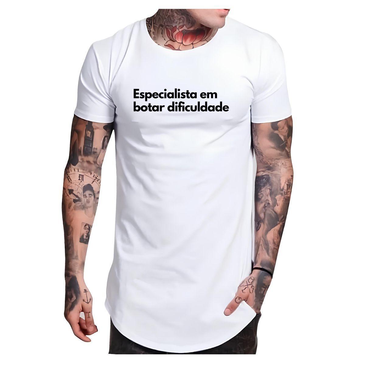 Camiseta Longline Frase Errei fui muleque Criativa - Branco | Netshoes