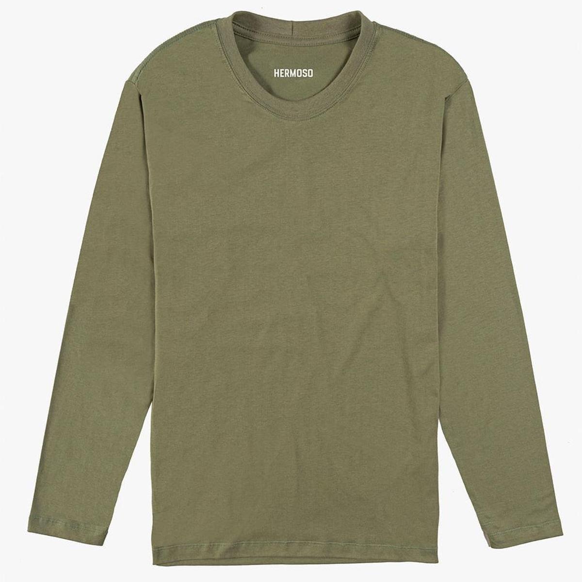 Camiseta Manga Longa Musgo-Verde - Verde | Netshoes