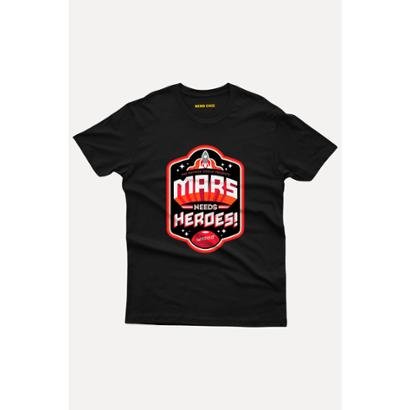 Camiseta Mars Needs Heroes By Ner Chic Algodão Geek e Nerd - Preto ...