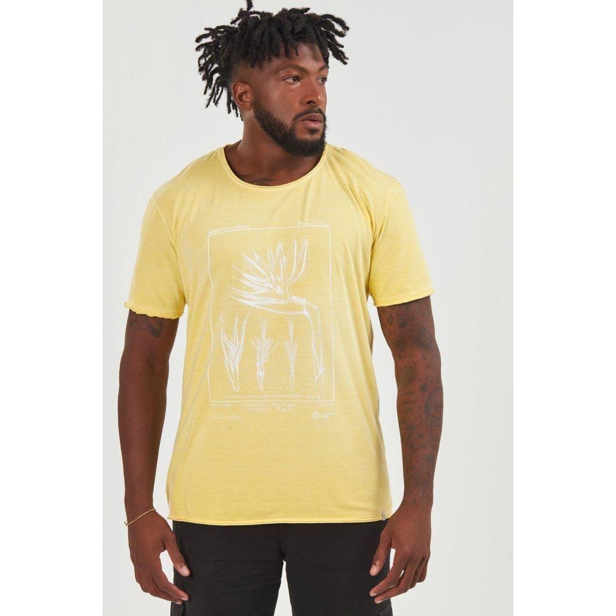 Camiseta Masculina Corte A Fio Strelitzia - Amarelo | Netshoes