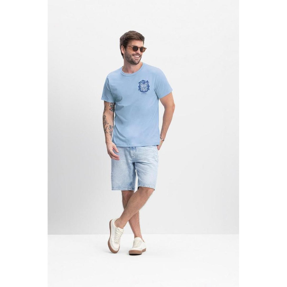 Camiseta masculina em malha comfort Essendi - Azul Claro | Netshoes