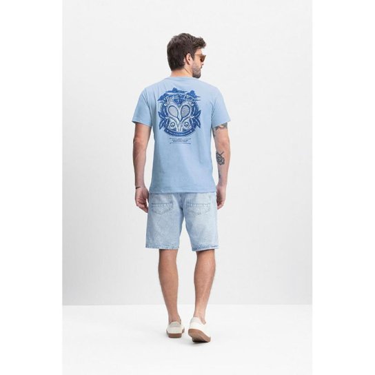 Camiseta masculina em malha comfort Essendi - Azul Claro | Netshoes