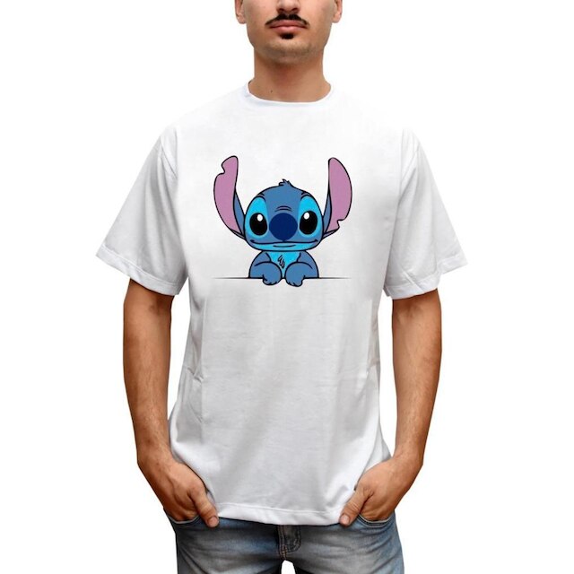 Camiseta Masculina Lilo E Stitch Atento Stitch Curioso - Branco | Netshoes