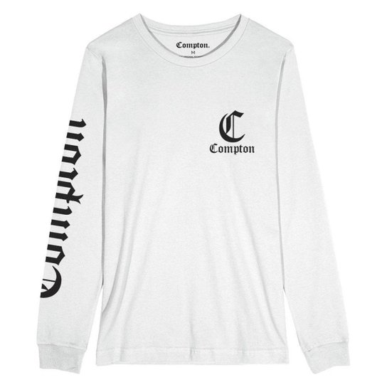 Camiseta Masculina Manga longa Compton Logo - Branco | Netshoes