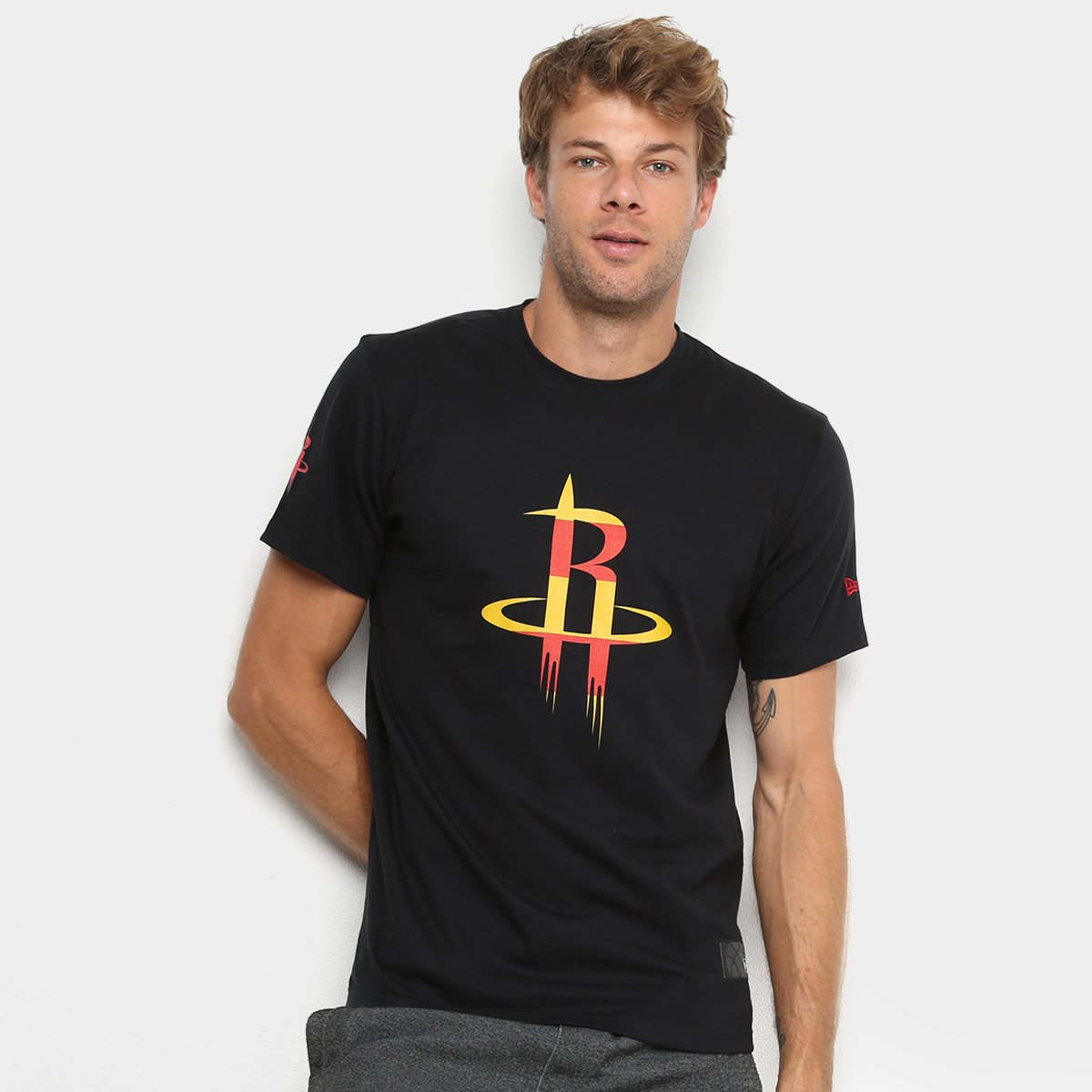 Camiseta New Era Houston Rockets Color Stripe Inside Masculina - Preto ...