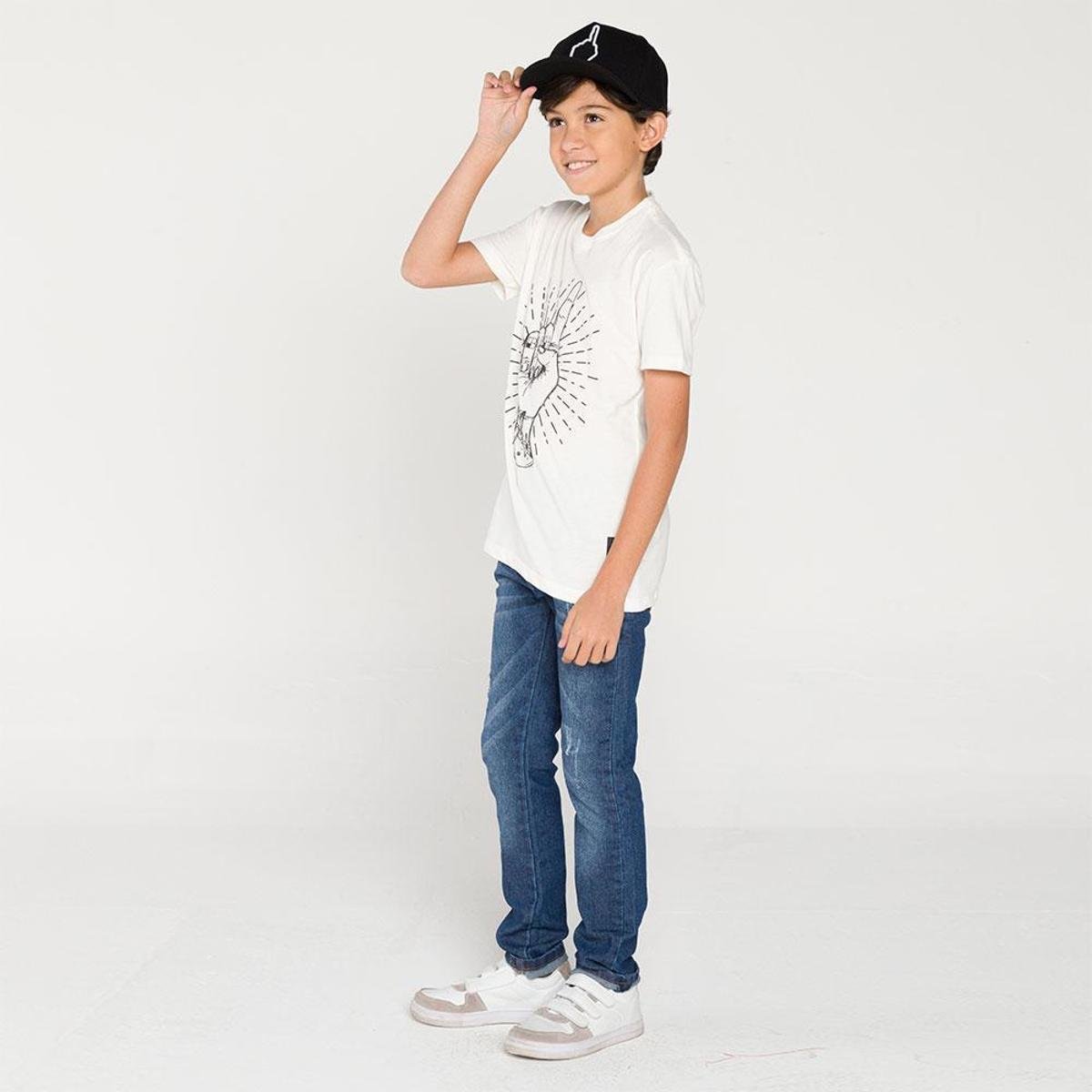 Camiseta Oversized Buh Kids Tattoo Dedo Off White - Branco | Netshoes