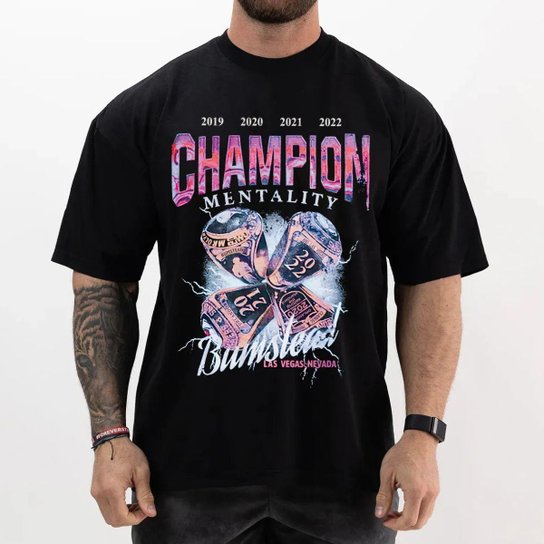 Camiseta Oversized Moda Masculina Academia Larga Treino - Preto | Netshoes