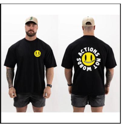 Camiseta Oversized Roupas Fitness Treino Maromba Emoji Algodão - Preto ...