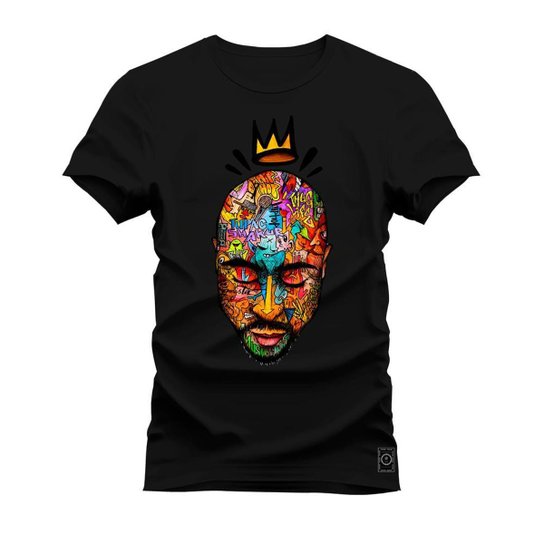 Camiseta Plus Size Casual Malha Confortável Estampada Tupac Shakur King ...