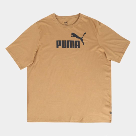 Camiseta Plus Size Puma Essentials Logo Masculina - Marrom | Netshoes