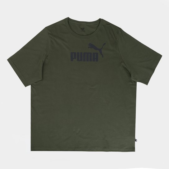 Camiseta Plus Size Puma Essentials Logo Masculina - Chumbo | Netshoes