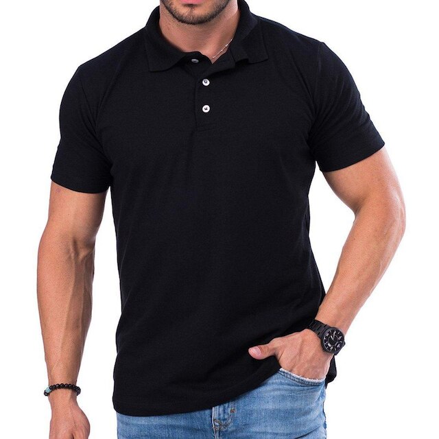 Camiseta Polo Masculina Algodao Basica Lisa Premium - Preta - Preto ...