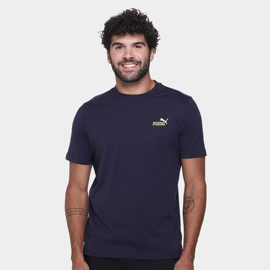 Camiseta Puma 2 Color Small No. 1 Logo Masculina - Azul | Netshoes
