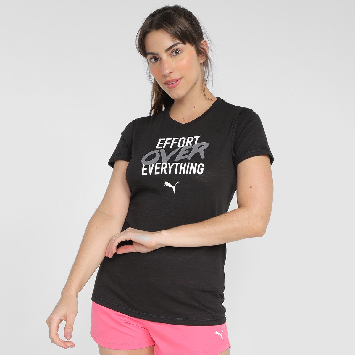 Camiseta Puma Performance Slogan Rec Feminina - Preto | Netshoes