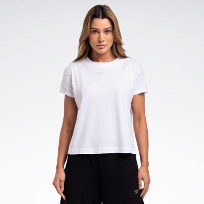 Camiseta Reebok Young Cropped Manga curta Feminina - Branco | Netshoes