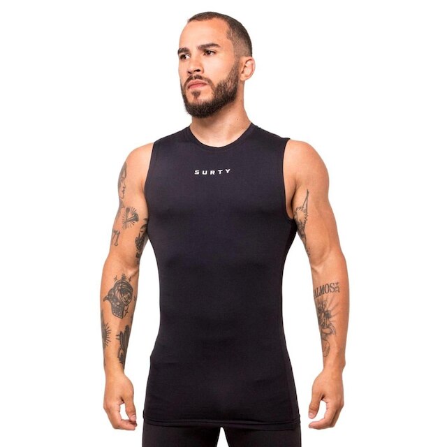 Camiseta Regata de Compressão Térmica Reflect Run Surty - Preto | Netshoes
