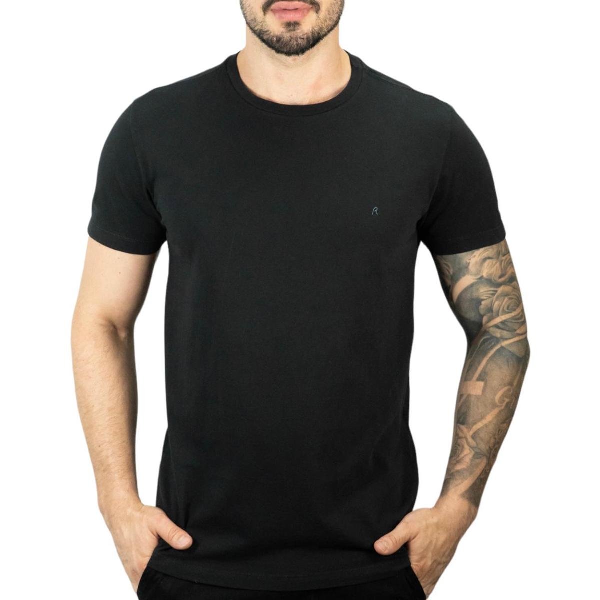 Camiseta Rep Jeans Replay Básica Masculina - Preto | Netshoes