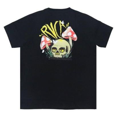 Camiseta RVCA Mushroom Skull - Preto - Preto | Netshoes