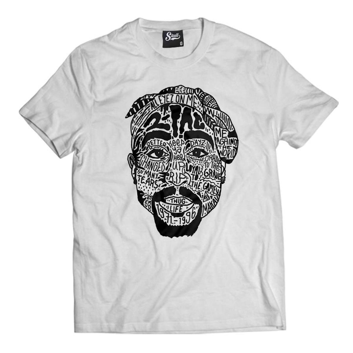 Camiseta Skull Clothing Tupac Bootleg II Masculina - Branco | Netshoes