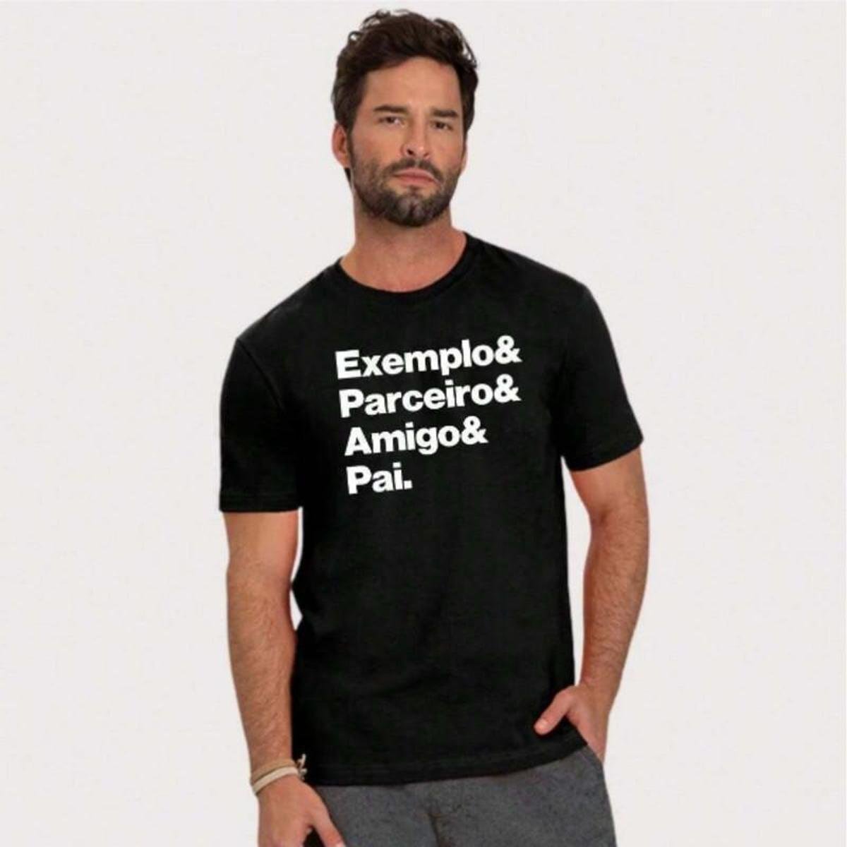 Camiseta Slim Pai Dia dos Pais Exemplo & Parceiro Algodão 100% - Preto | Netshoes