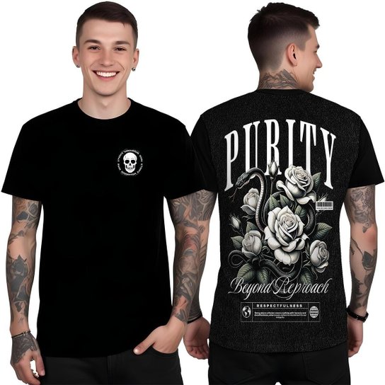 Camiseta Stompy Tattoo Collection Masculina - Preto | Netshoes