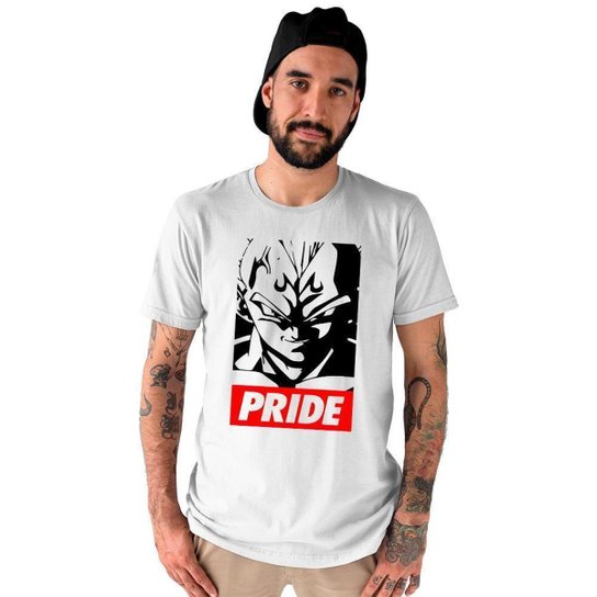 Camiseta T-Shirt Dragon Ball Vegeta Goku Pride Babidi DBZ - Branco ...