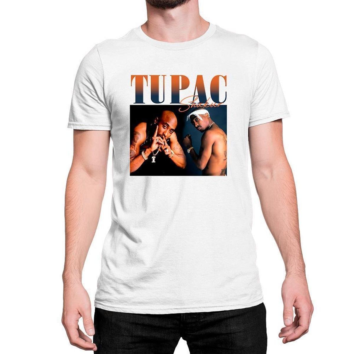 Camiseta T-Shirt Estampada 2Pac Tupac Rapper - Branco | Netshoes