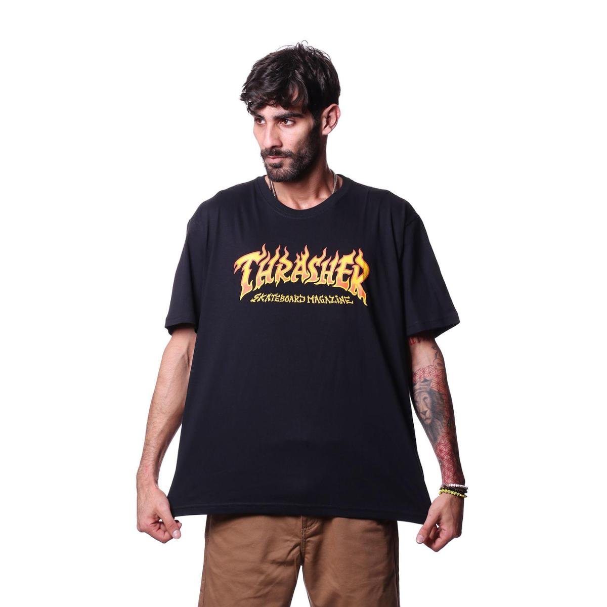 Camiseta Thrasher Fire Logo - Preto | Netshoes