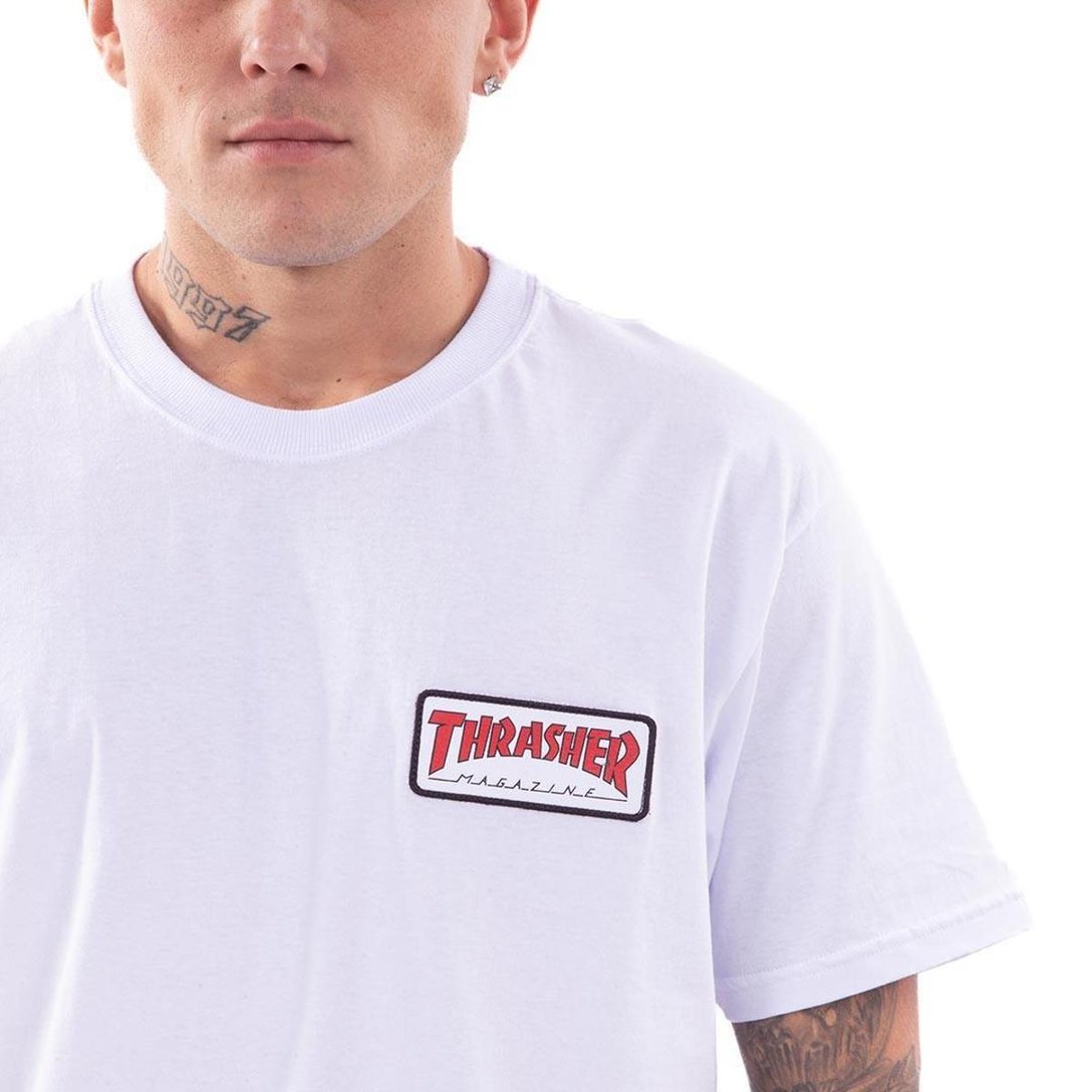 Camiseta Thrasher Magazine Patch Logo - Branco - Branco | Netshoes