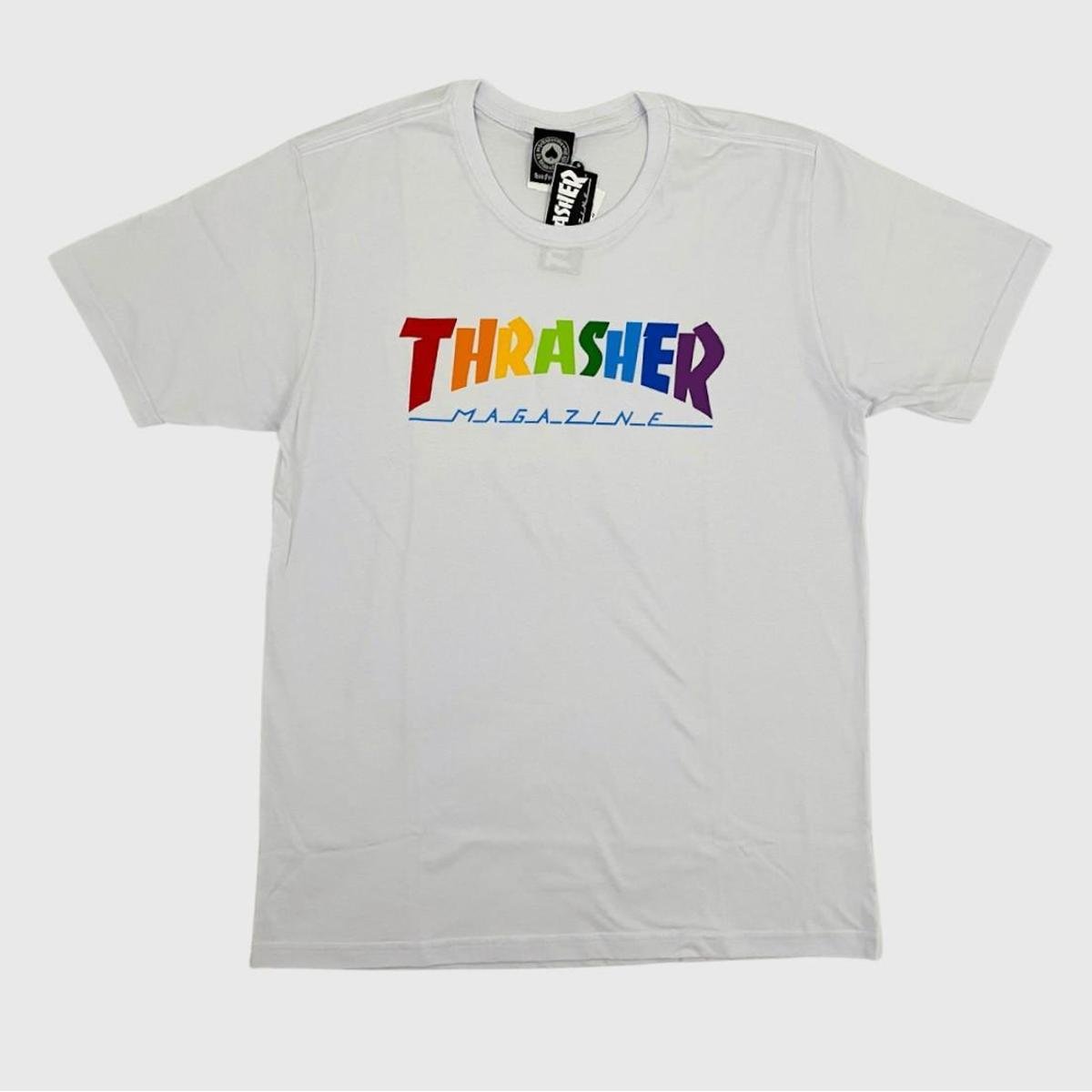 Camiseta Thrasher Rainbow Mag Masculina - Branco | Netshoes
