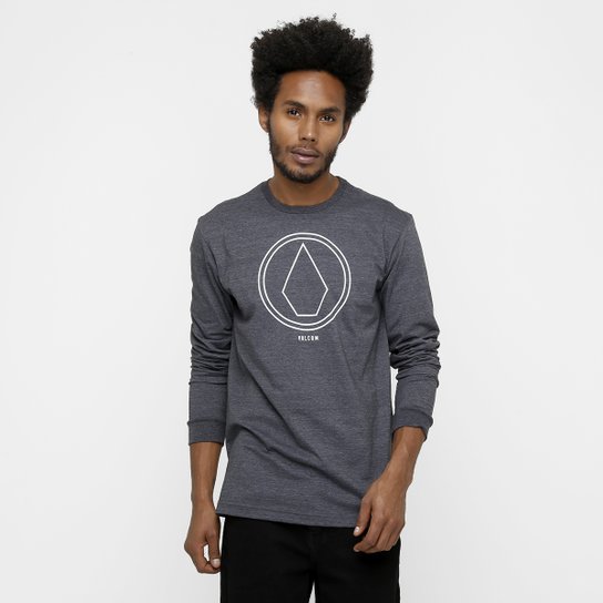 Camiseta Volcom Pin Line Stone M/L - Chumbo | Netshoes