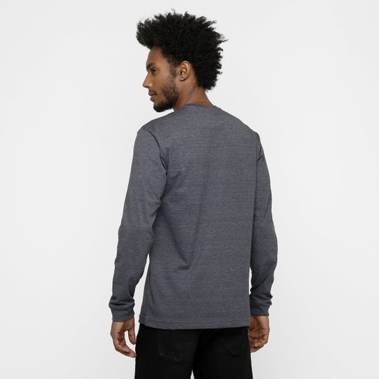 Camiseta Volcom Pin Line Stone M/L - Chumbo | Netshoes