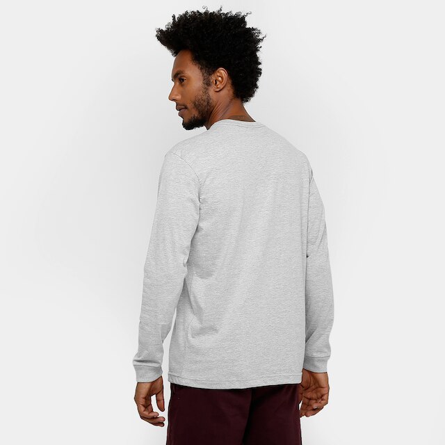 Camiseta Volcom Pin Line Stone M/L - Cinza | Netshoes