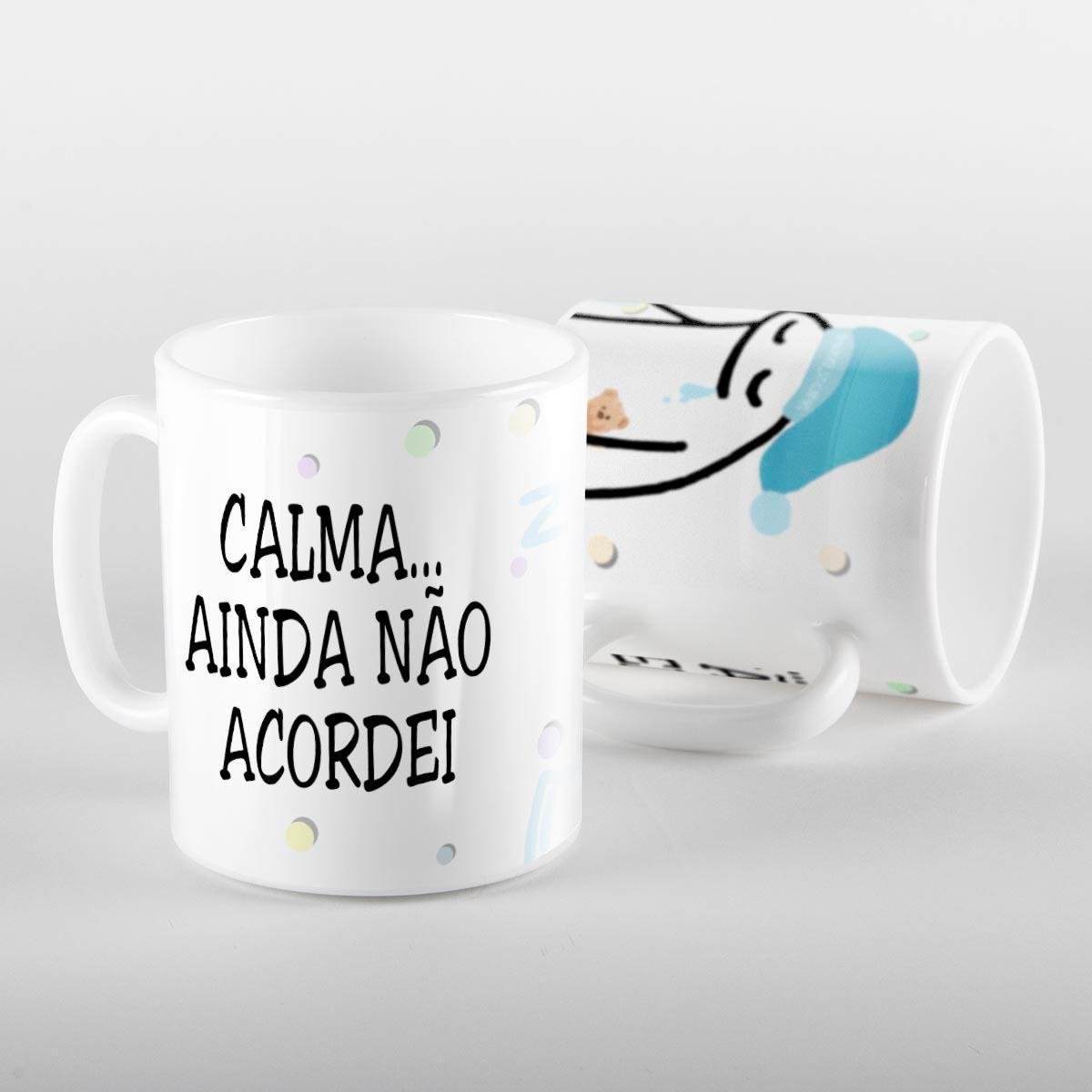 Caneca flork calma ainda não acordei - Branco | Netshoes