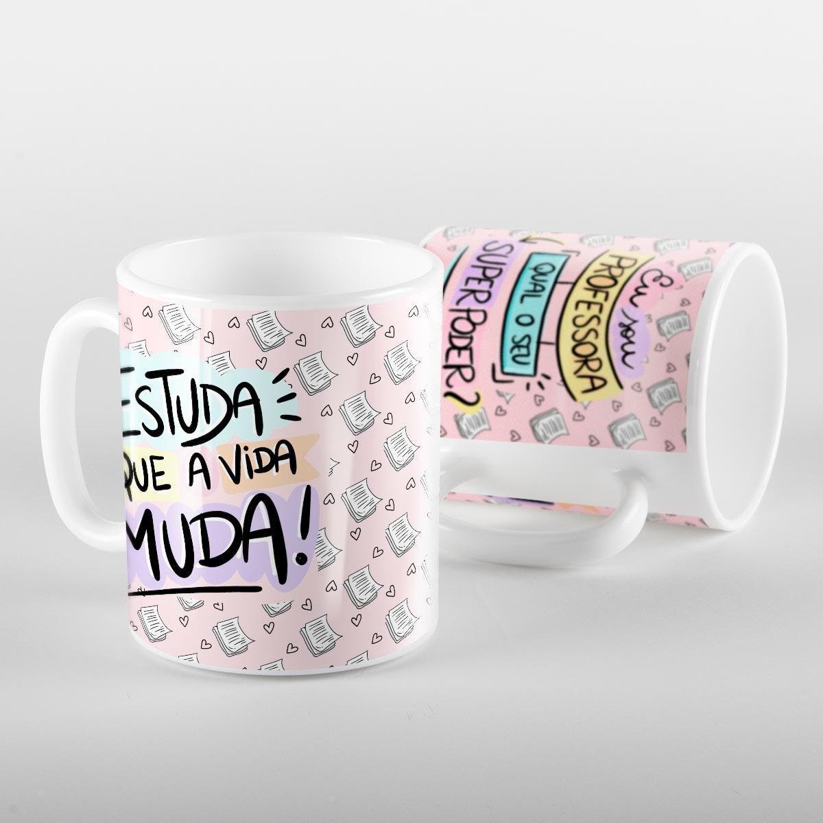 Caneca professores estuda que a vida muda - Branco | Netshoes