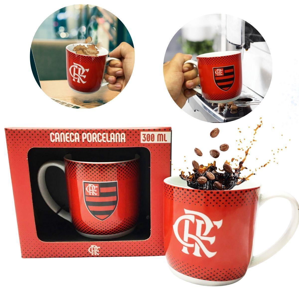 Caneca Xicara Vermelha Premium 300ml Café Sigla CRF Time Flamengo ...